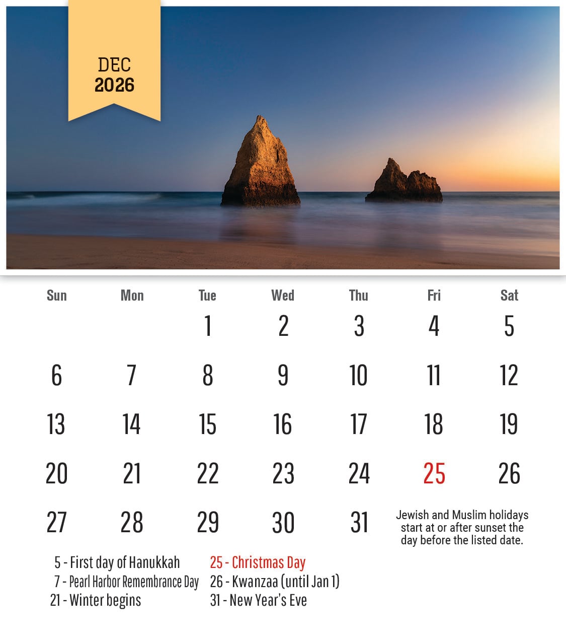 2026 Calendar Pad Magnets - Beaches | Markful