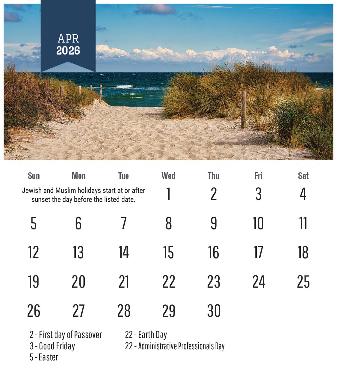2026 Calendar Pad Magnets - Beaches | Markful