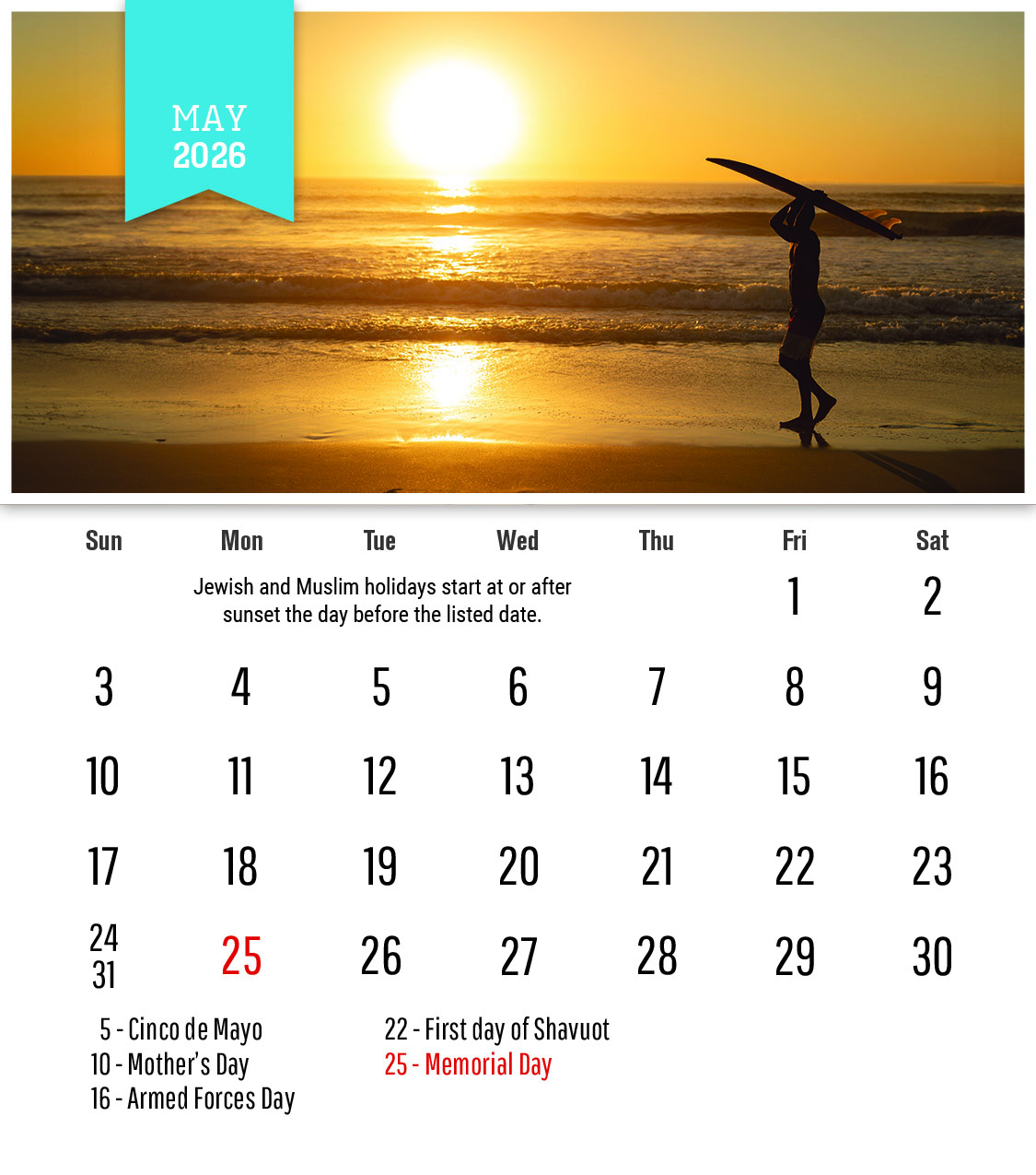 2026 Calendar Pad Magnets - Beaches | Markful