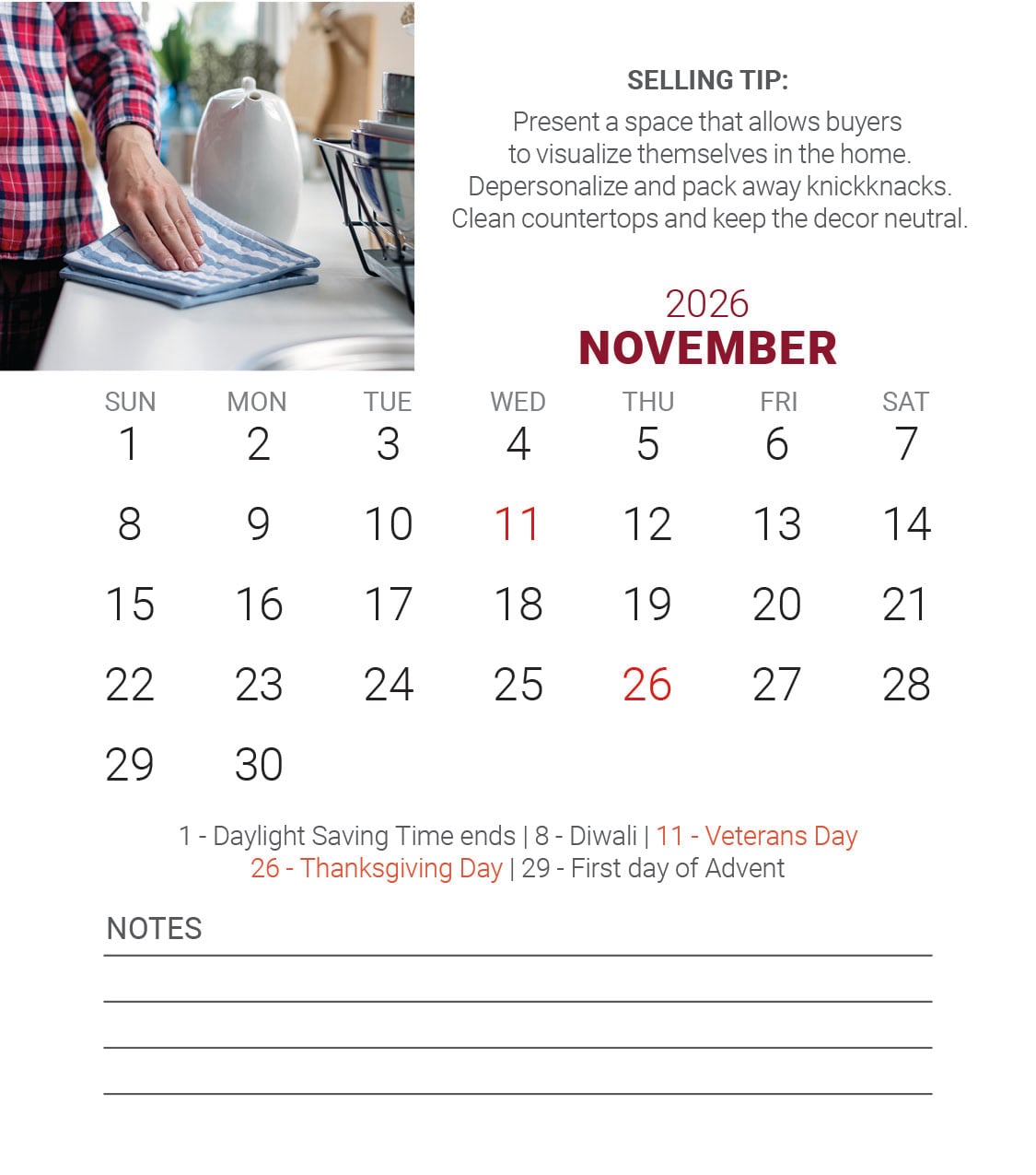 2026 Calendar Pad Magnets - Home For All Seasons | Markful