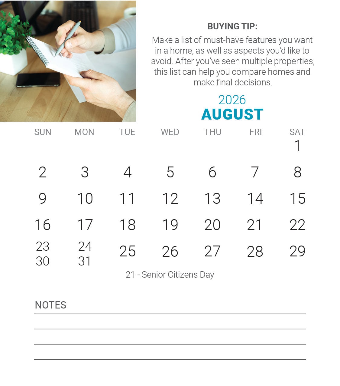 2026 Calendar Pad Magnets - Home For All Seasons | Markful