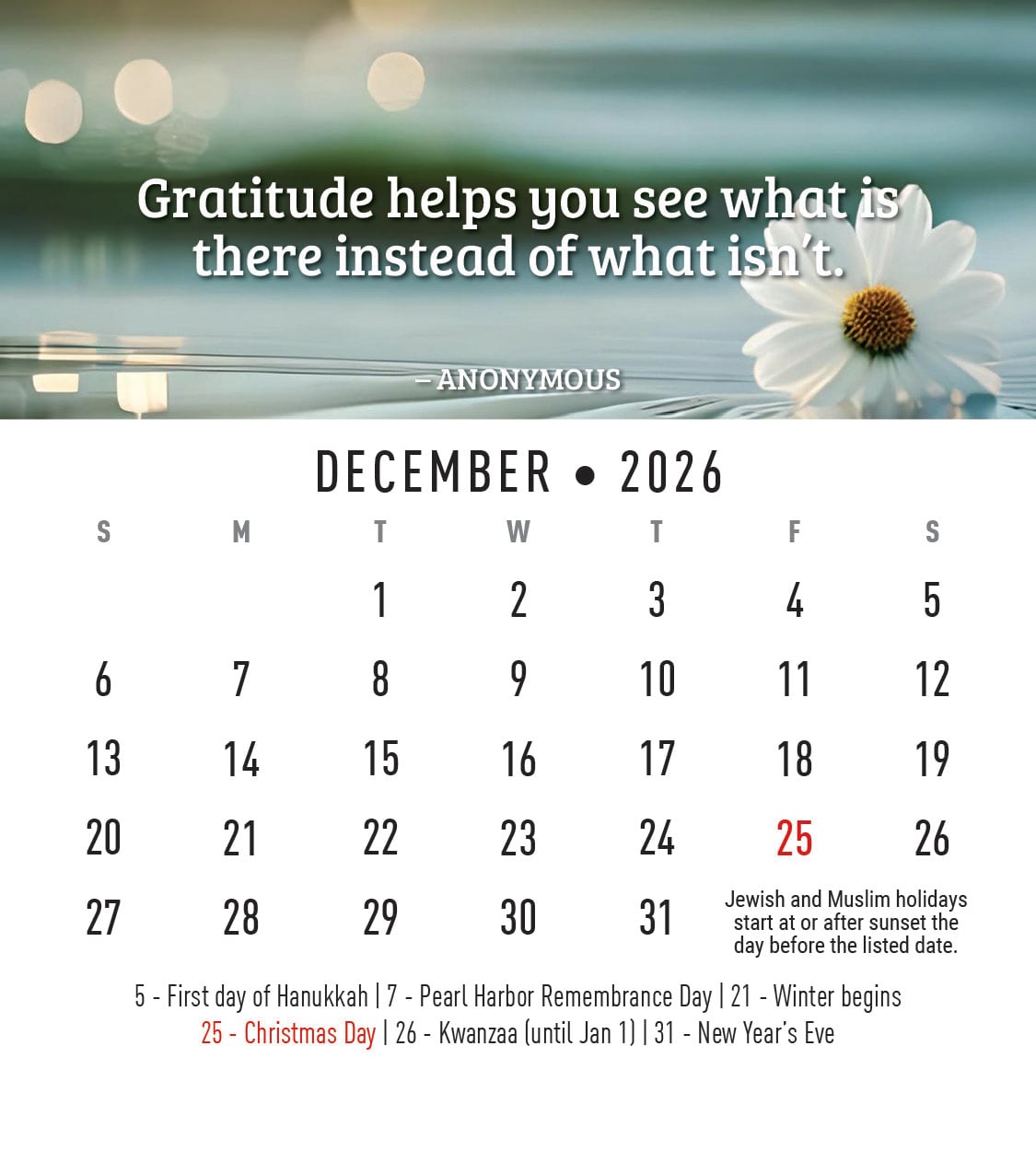 2026 Calendar Pad Magnets - Sentiments of Gratitude | Markful