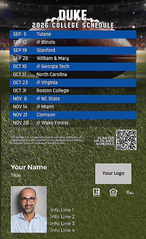 Duke U Custom Full Football Magnets 2025 | Markful