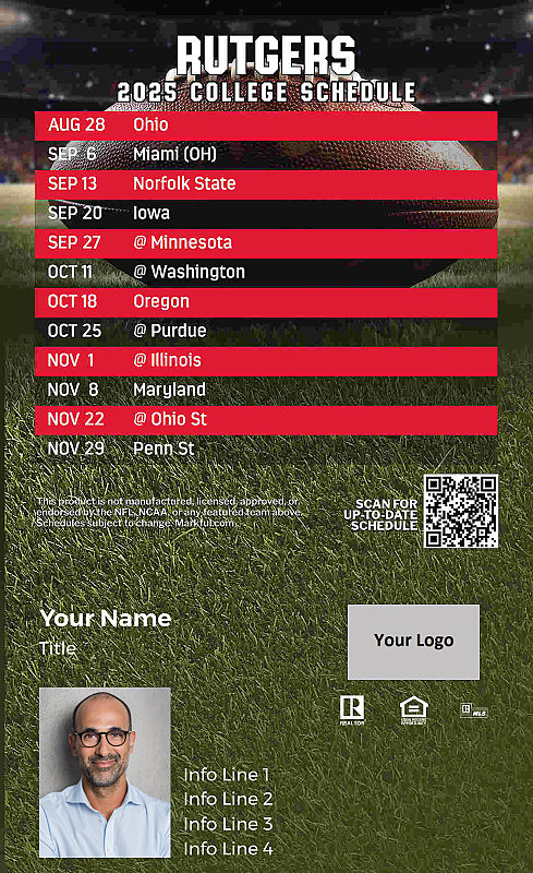 Rutgers U Custom Full Football Magnets 2025 | Markful