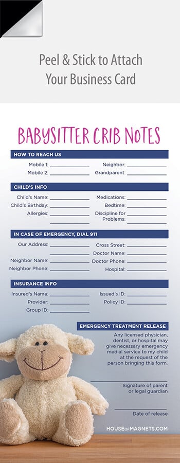 Babysitter Crib Notes | Markful