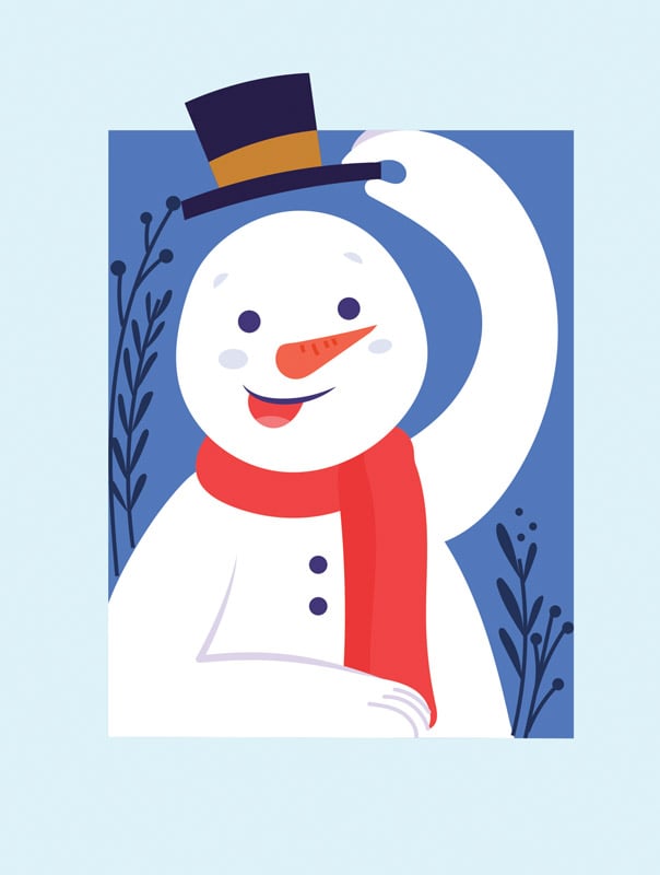 Note Card - Cheerful Snowman Tipping His Hat | Markful