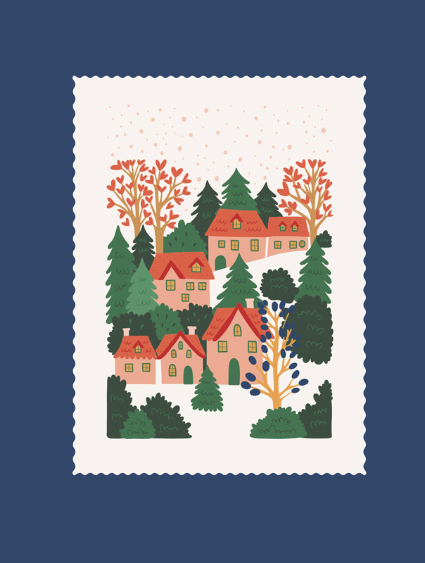 Note Card - Cozy Winter Village Scene | Markful