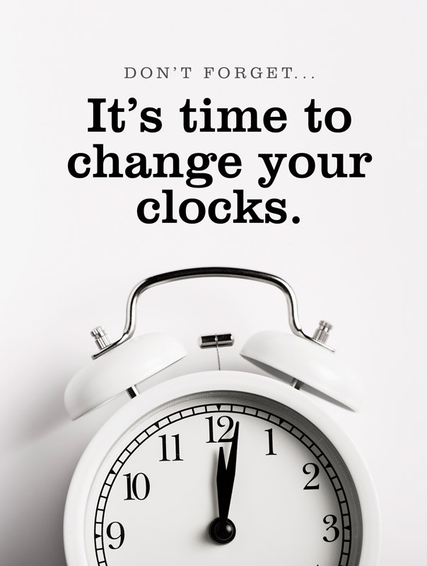 Note Card - It's Time to Change Your Clocks Reminder Card | Markful